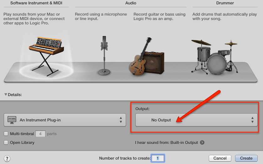 How do you stop a software track from saying "No Output" when creating ...